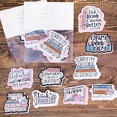 Printable Book Lover Stickers PNG Stickers Print and Cut Book Stickers ...