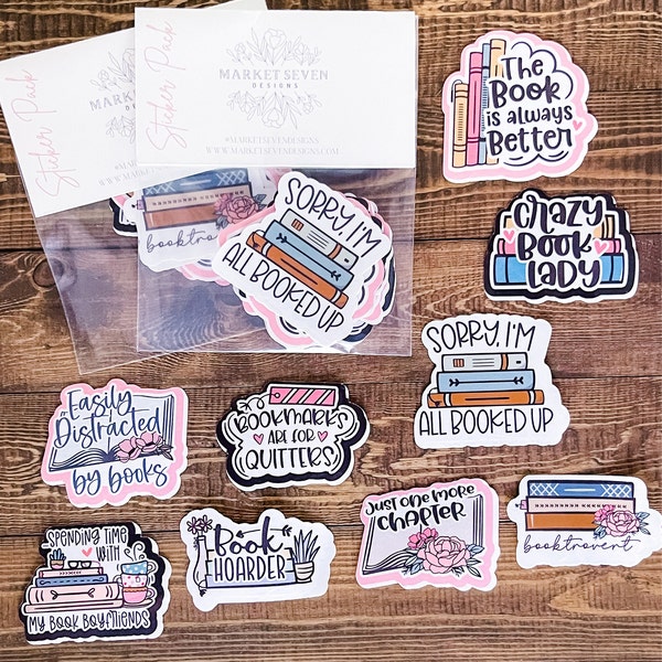 Printable Book Lover Stickers PNG Stickers - Print and Cut Book ...