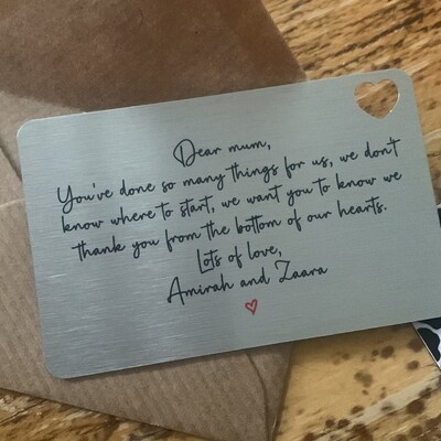 Personalised Sentimental Keepsake Wallet Card Handwriting Font Style ...