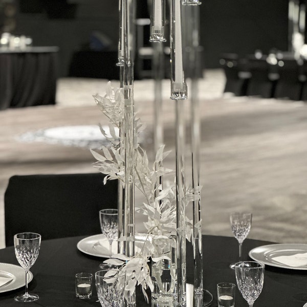 Full Clear High Candle Holder, Acrylic Light Pole With Crystal Glass ...