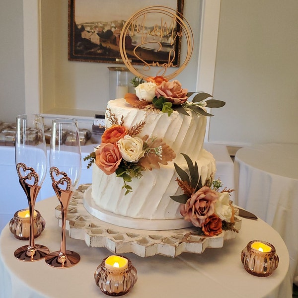 Rustic Wedding Cake for Display. Diagonal Buttercream Design. Faux ...