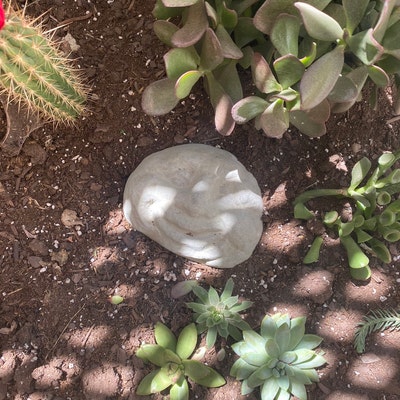 Cement Garden Rock Face, Concrete Garden Face, Smiling Face, Rocks With ...