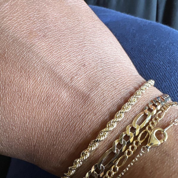 10K Gold Rope Chain Gold Rope Chain Bracelet 3mm, 3.6mm, 4mm, 4.5mm ...