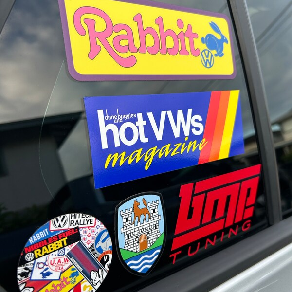 VW Retro Rabbit Sticker Grey and Blue - Etsy