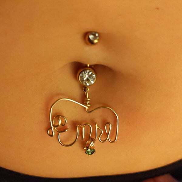 Personalized Wire Name Belly Ring - Etsy