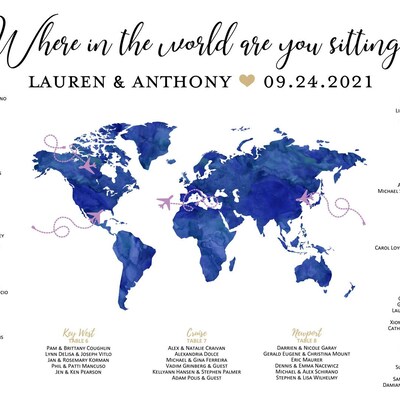 World Map Seating Chart Poster Where in the World Seating Chart Sign ...
