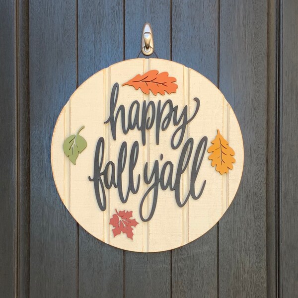 Front Door Decor, Happy Fall Y'all Door Sign, Fall Door Hanger, Autumn ...