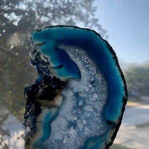 Large Blue Agate Slice Geode Polished Crystal Quartz Randomly Selected ...