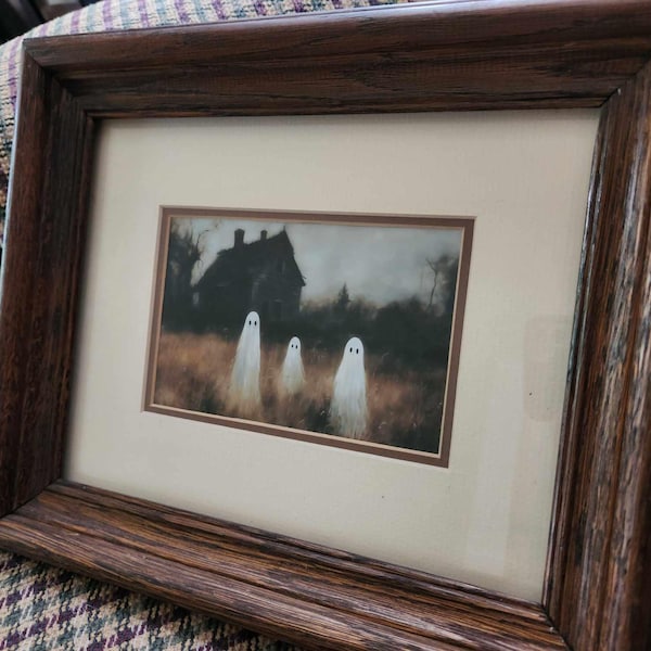 Ghost Art Print, Moody Spooky Ghosts in Field, Halloween Vintage Style ...