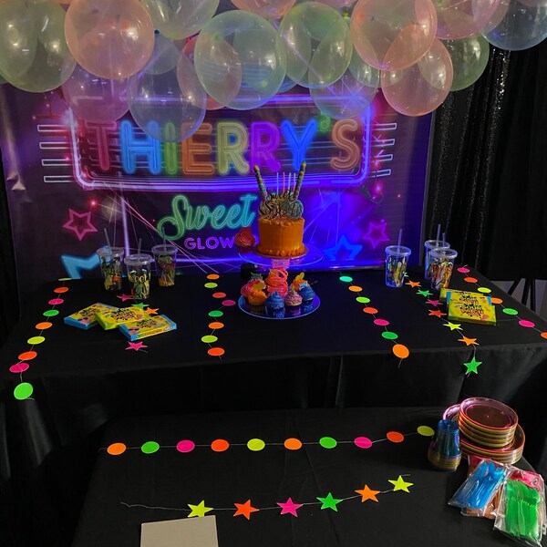 Neon and Glow Printable Digital Backdrop, Neon Glow in the Dark ...