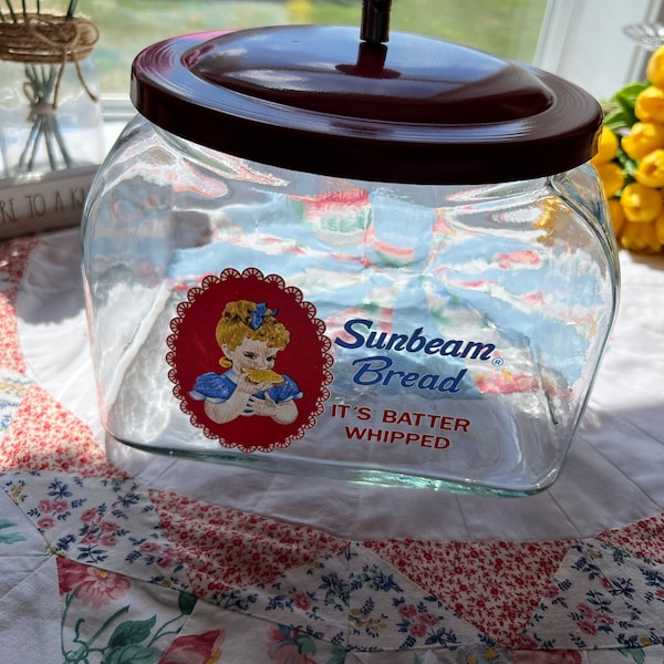 Sunbeam Bread Counter Jar & Lid Country Store Display Cookie Jar Candy ...