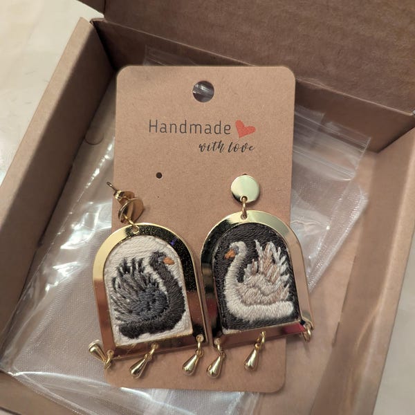Hand Embroidered Earrings, Handmade Jewelry, Landscape Jewelry, Forest ...