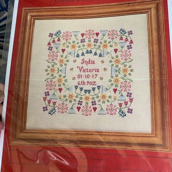 Flower Birth Cross Stitch Kit - Etsy