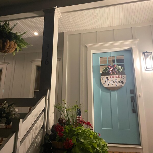 Fourth of July Front Door Decor | Fourth of July Wreath | God Bless ...