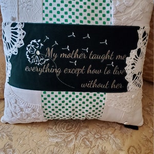 QUILT Block Patchwork Memory Pillow Made From Loved Ones Clothes Shirt Blouse Coat Pants Jeans ...