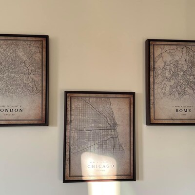 Set of 3 ANY CITY Vintage Map Posters Personalized Antique Map Prints ...