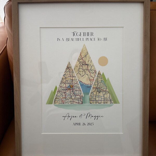 Custom Couples Travel Map Art Wedding Gifts, Anniversary Gifts for ...