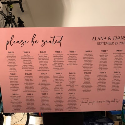 Wedding Seating Chart 24 Tables, Wedding Seating Chart Poster, Seating ...