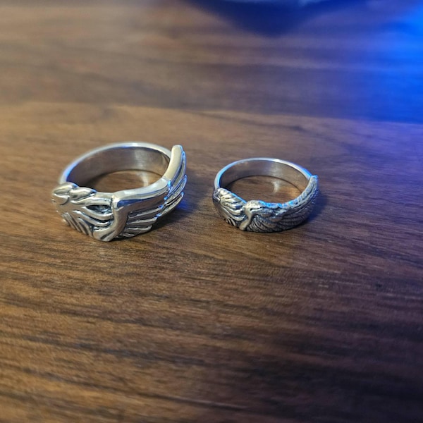 FF8 Griever Ring Set in Sterling Silver FFVIII Wedding Set FF8 Winged ...