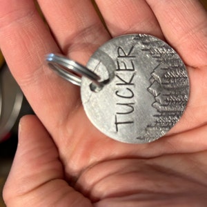 Pet ID Tag, Mountain Trees Dog Tag, Dog Collar Tag, Pet Name Tag, Hand ...