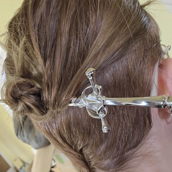 Gold or Silver Tone Sword Hair Pin With Leaf Charms, 1x20cm Hair Sword ...