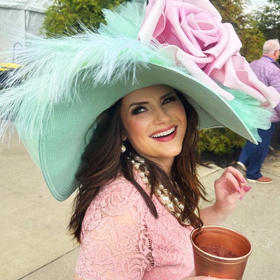 Kentucky Derby Hat, High Tea Black White Plaid Large Brim Hat, Giant ...