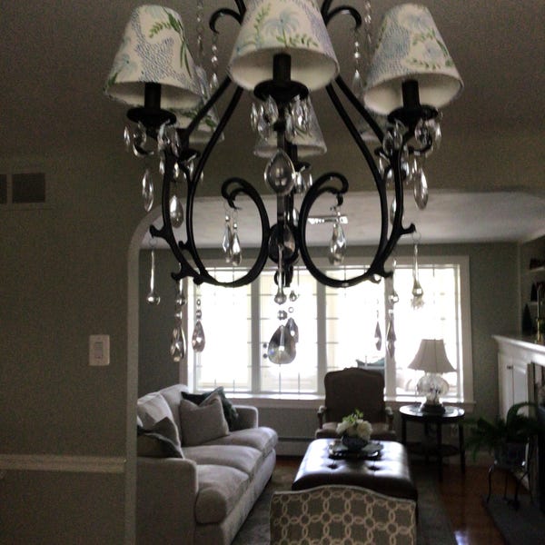 Blue Floral Sconce Shade for Chandelier or Wall Sconce Floral Patterned ...