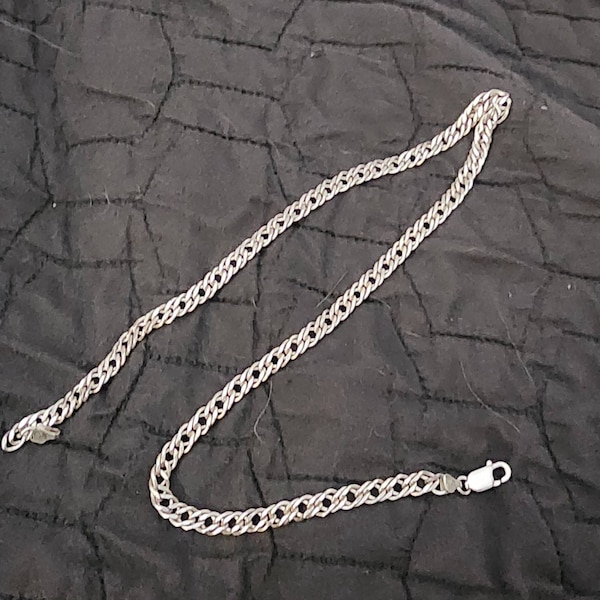 925 Sterling Silver Double Cuban Link Chain Rombo Link Women's Men's ...