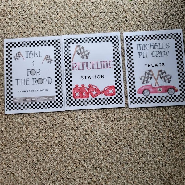 Pink Race Car Party Sign, Any Age, Girl Pink Birthday, Race Car ...