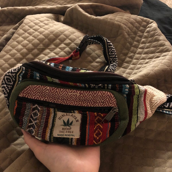 Multicolour Hemp Fanny Pack , Vegan Waist Bag, Hippie Fanny Pack, Boho ...