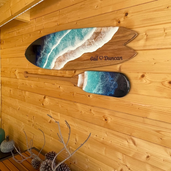 Wood Live Edge Floating Shelves With Ocean Waves Coastal Beachy Room ...