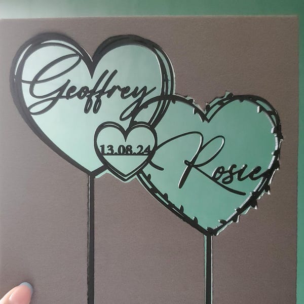 Gold Cake Topper With Hearts for Wedding, Date Cake Topper, Cake Topper ...