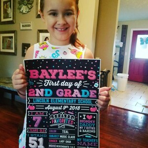 First Day of School Sign Girl First Day of School Chalkboard | Etsy