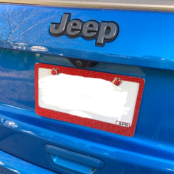 Red Rhinestone License Plate Frame: Chrome Metal Bling Auto Decor - Etsy