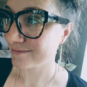 Long Dangle Silver Earrings With Chisel Marks, Simple yet Striking ...