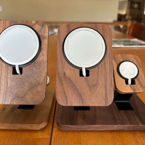 Walnut Wood Magsafe Charger Stand: Modern iPhone Dock Fractal Dock F2.1 ...