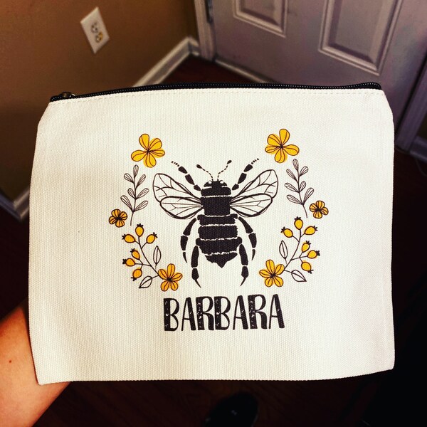 Personalized Makeup Bag, Bee Makeup Bag, Honey Bee Makeup Bag, Bridal ...