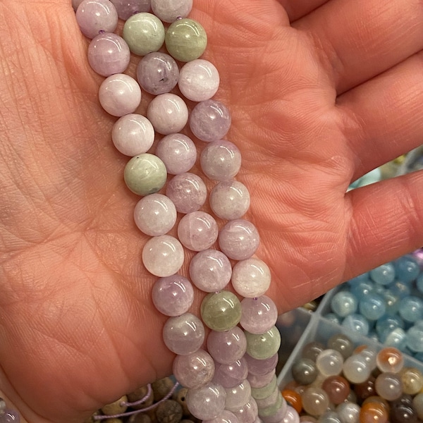 Natural Violet Purple Pink Green Kunzite 6mm 8mm 10mm 12mm 14mm Round ...
