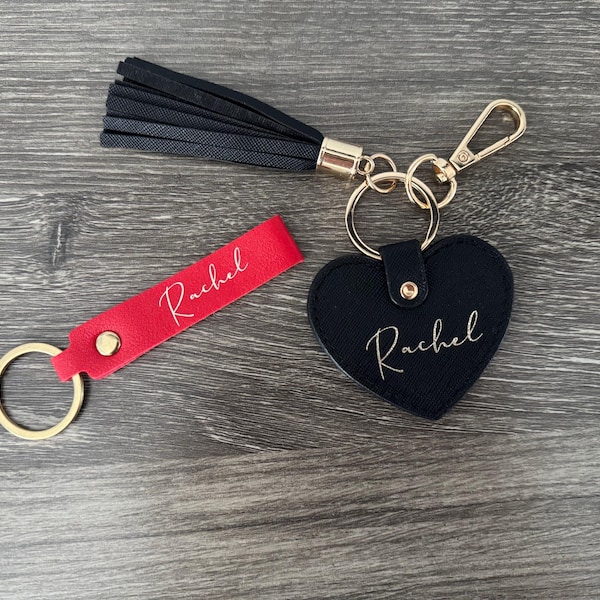 Personalized Heart Keychain With Tassel, Custom Heart Keyring, Monogram ...