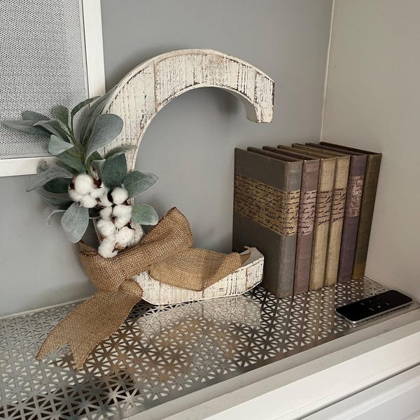 Rustic Wooden Letter M, Sunflower & Cotton - Etsy