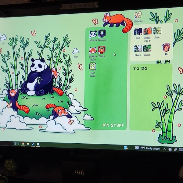 Cloud Pandas Computer Desktop Theme Background Wallpaper Organizer Set ...