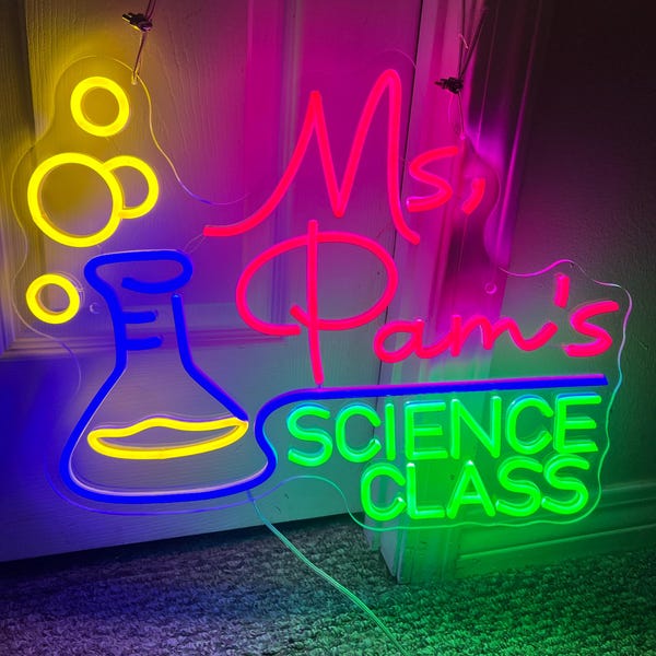 Custom Science Teacher Name Neon Sign, Science Wall Decor, Science ...