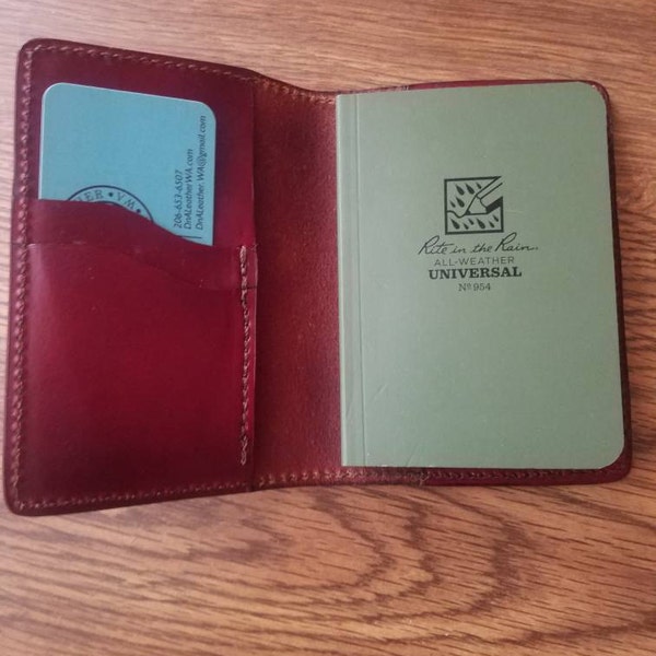 Leather Field Notebook Cover With Card Slots. Fits 3.5 X 5" Notes ...