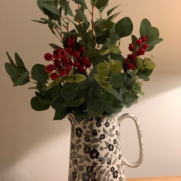 Red Berry Flowers| Artificial Faux Flower Arrangement| Christmas ...