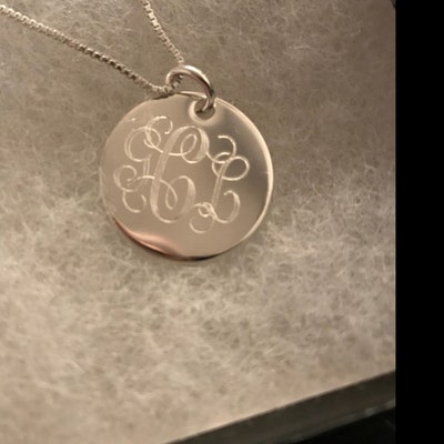 Sterling Silver Necklace 7/8 Inital Pendant Personalized Monogrammed ...