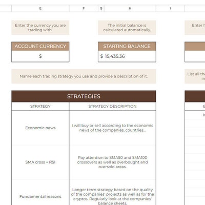 Backtesting Journal Pro Google Sheets Spreadsheet Template Stocks Forex ...