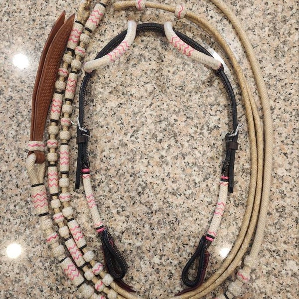 Handmade Bosal Set, 40 Plaits Rawhide Natural & Black Bosal Set, Bosal ...