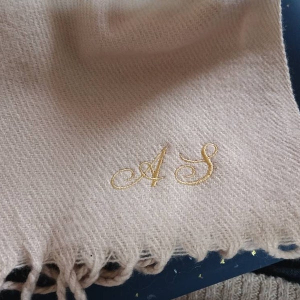 Embroidered Initial Scarf Embroidery Custom Scarf Woolly Scarf Name ...