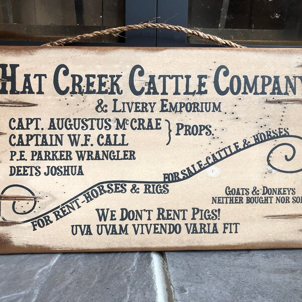 Hat Creek Cattle Company & Livery Emporium, Lonesome Dove Sign, Western ...
