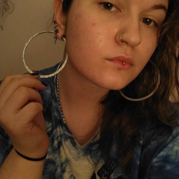 8 Gauge Hammered Hoops Ear Hangers Hammered Hoop Earrings - Etsy